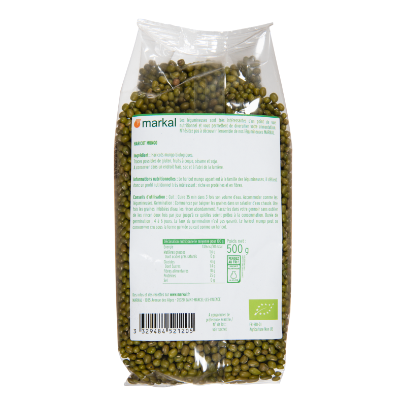 Haricots Mungo Soja Vert Bio, (6x500g), Vrac BIO, Markal