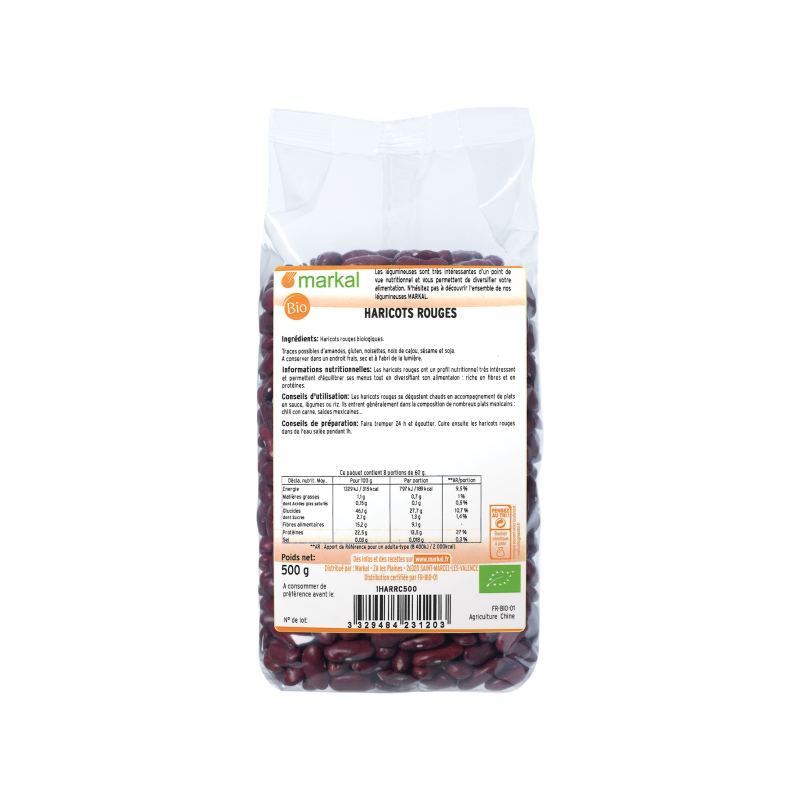 Haricots Rouges Kidney Bio, (6x500g), Vrac BIO, Markal