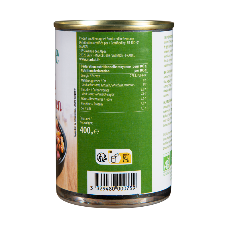Chili sin carne BIO, 1 conserve de 400g, vrac BIO, Luce