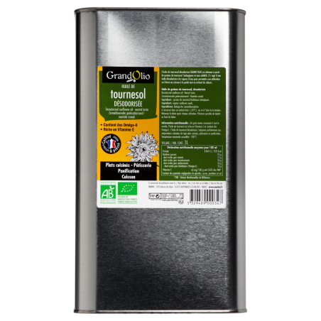 Biosudis - Huile de tournesol désodorisée BIO, 3L, vrac BIO.